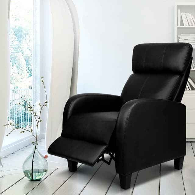 Premium PU Leather Adjustable Reclining Armchair High Resilience Foam ...