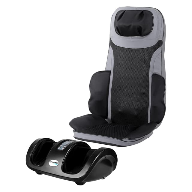 Heated Full Back Kneading Massage Seat Cushion Portable Air Pressure F ...