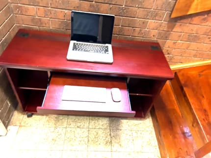 Designer Computer Desk with Drawers & Storage – Keyboard Tray + Wheels ...