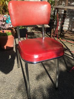 Retro red kitchen table chair vinyl and chrome 60s - Dining Chairs in ...
